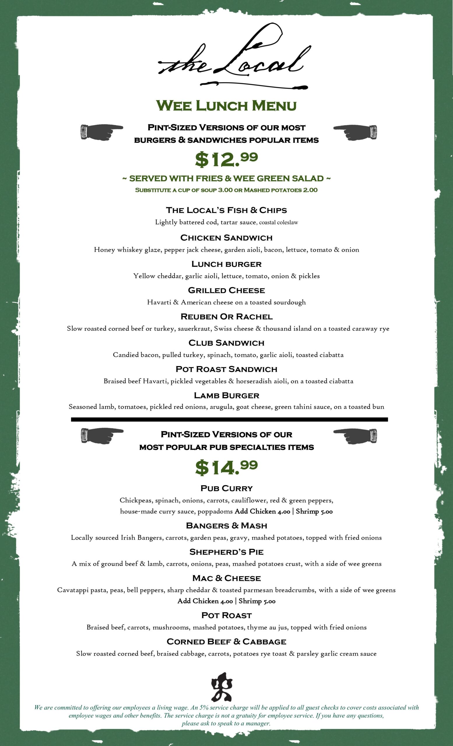Lunch Menu – West End - The Local